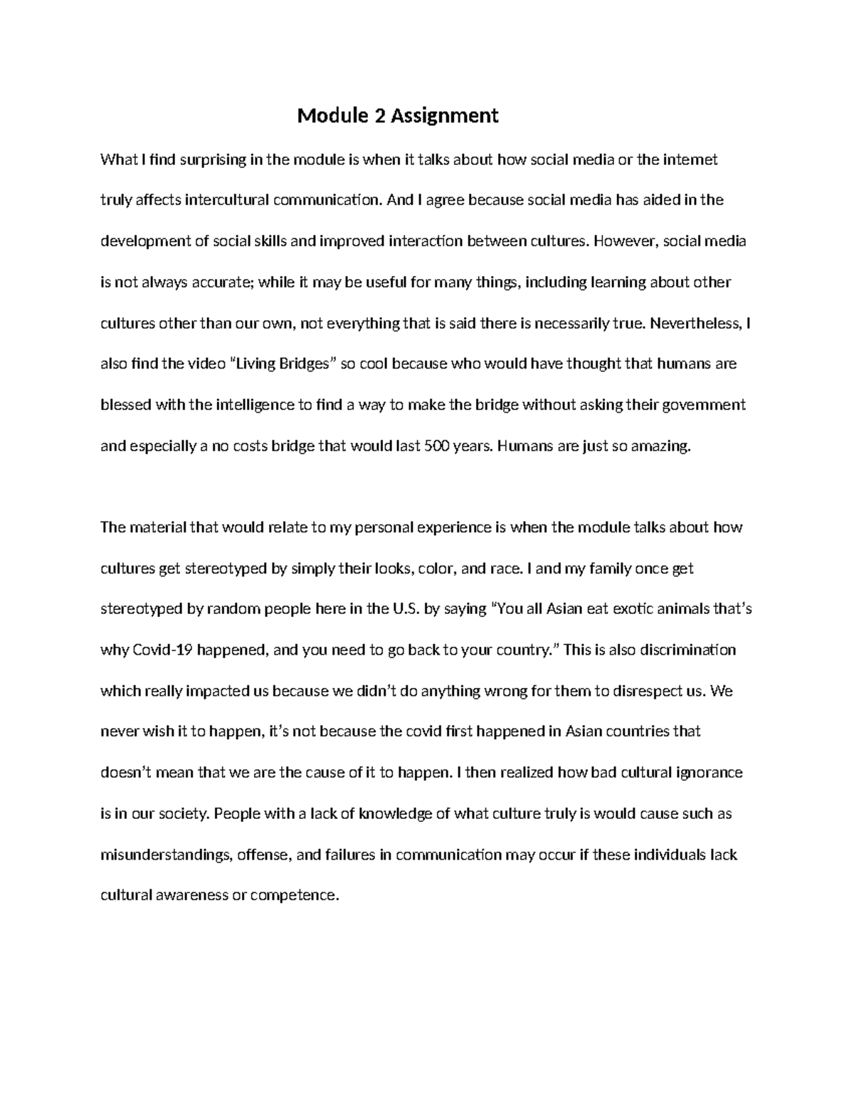Module 2 Assignment - Module 2 Assignment What I find surprising in the ...