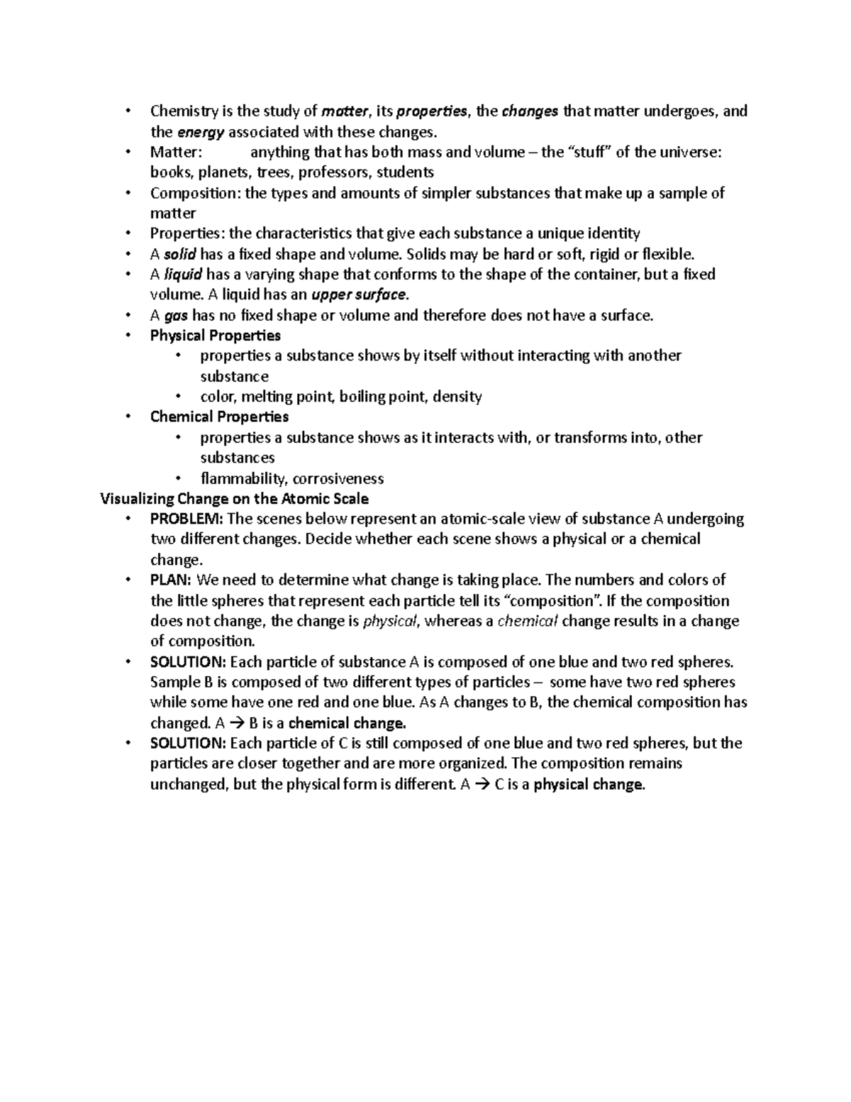 Chem 107 Notes 2022 - Chemistry is the study of matter, its properties ...