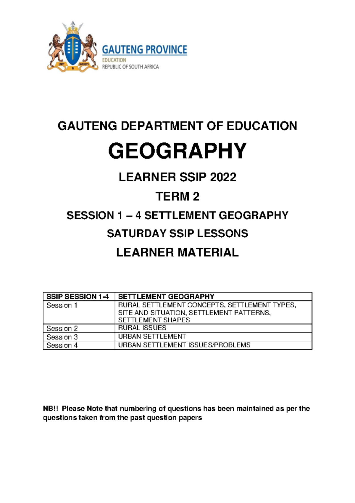 Session 1 to 4 Learner Guide - GAUTENG DEPARTMENT OF EDUCATION ...