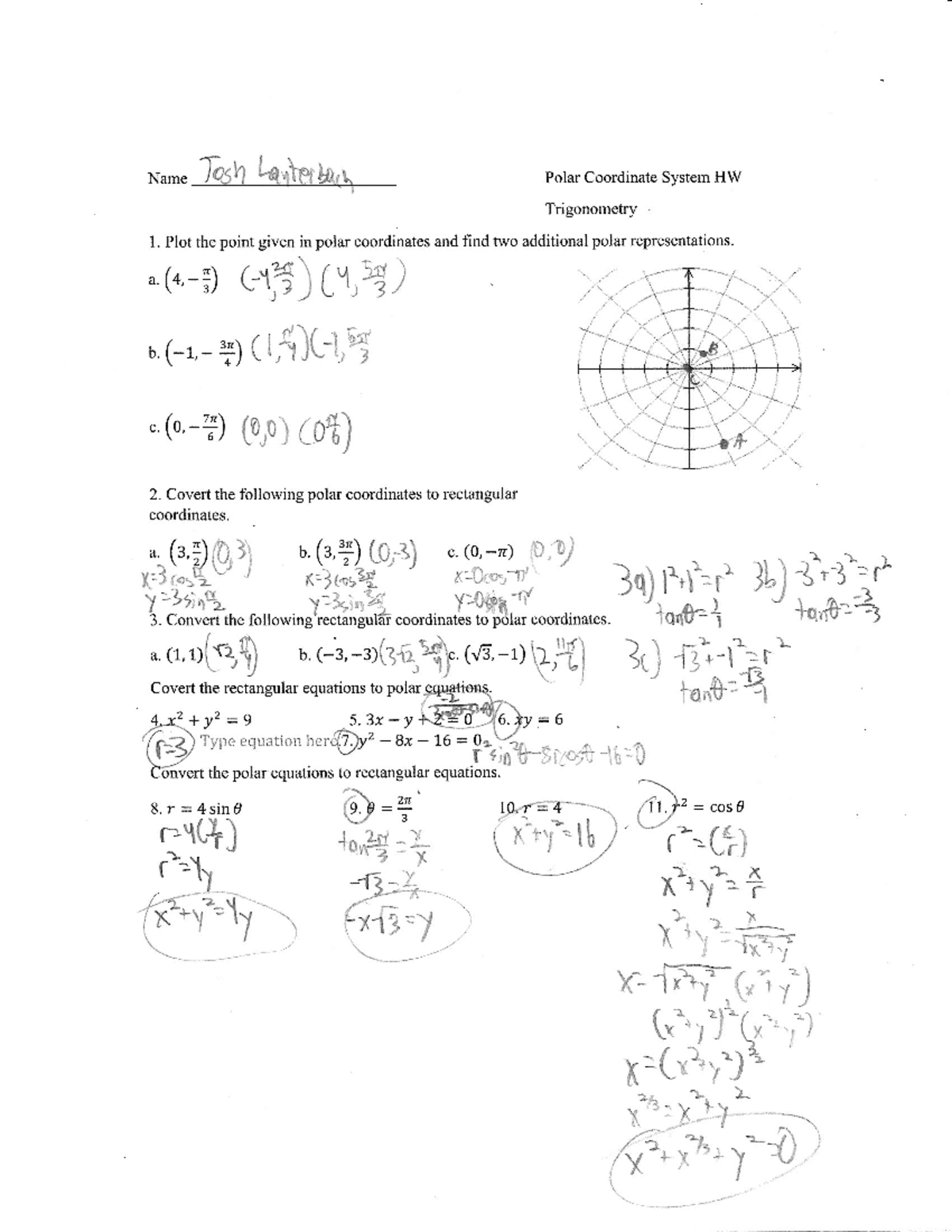 Polar Coordinate Sytem HW - Studocu