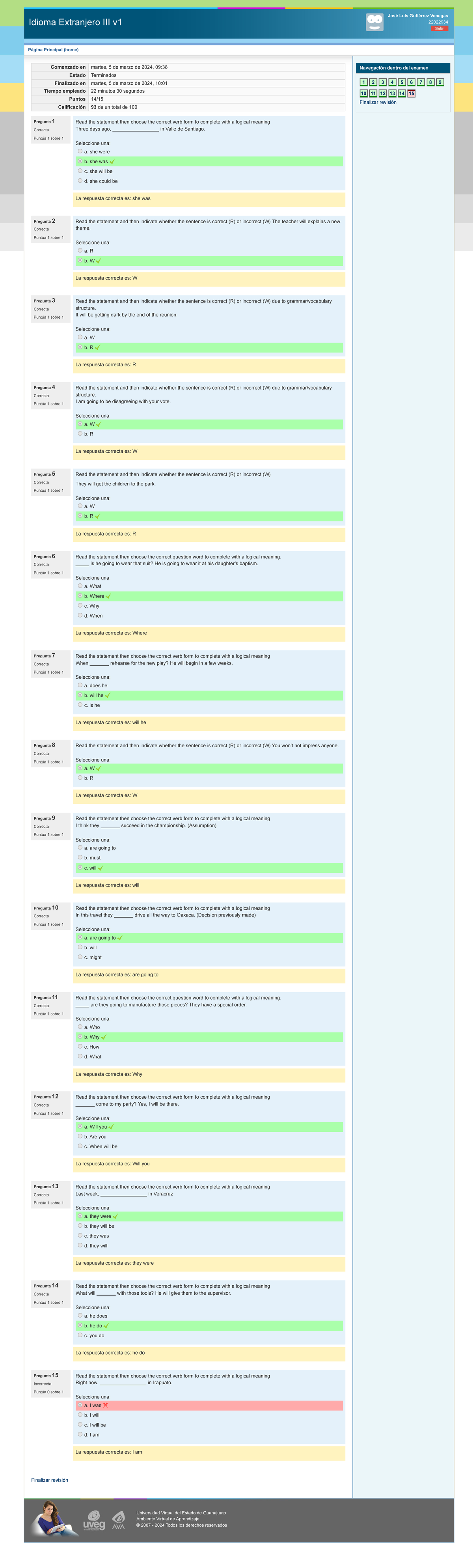 Assignment 1 Questionnaire U1 - Idioma Extranjero III v1 José Luis Gutiérrez Venegas 22022934 ...