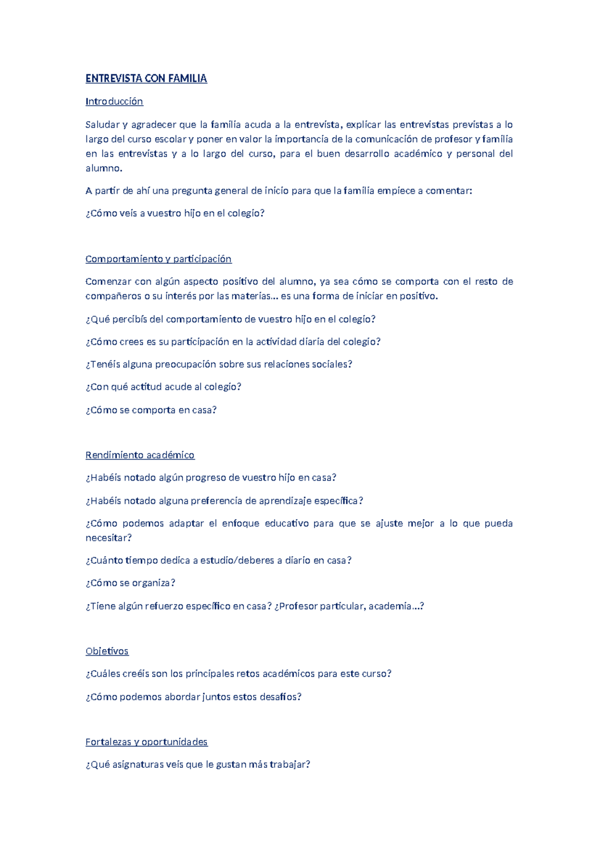 Actividad Aplicativa 1-familia - ENTREVISTA CON FAMILIA Introducción ...