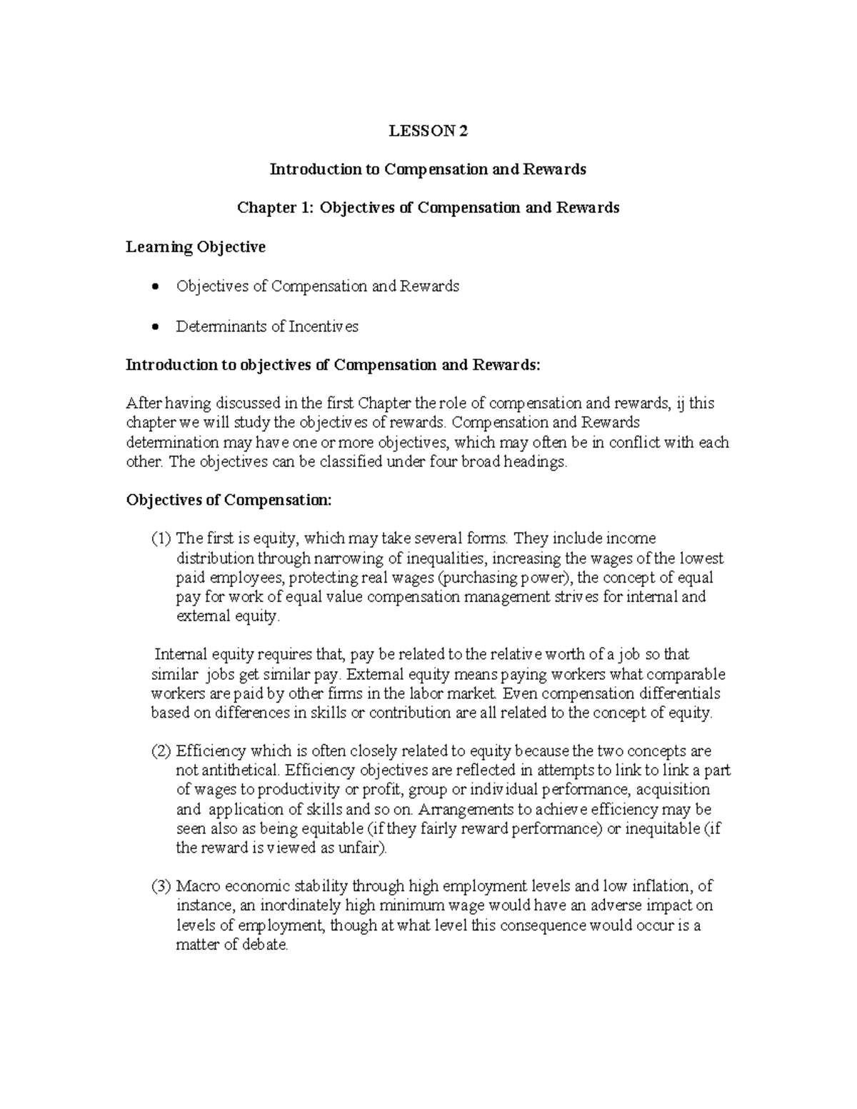 Lecture-02 - Study Material - LESSON 2 Introduction to Compensation and ...