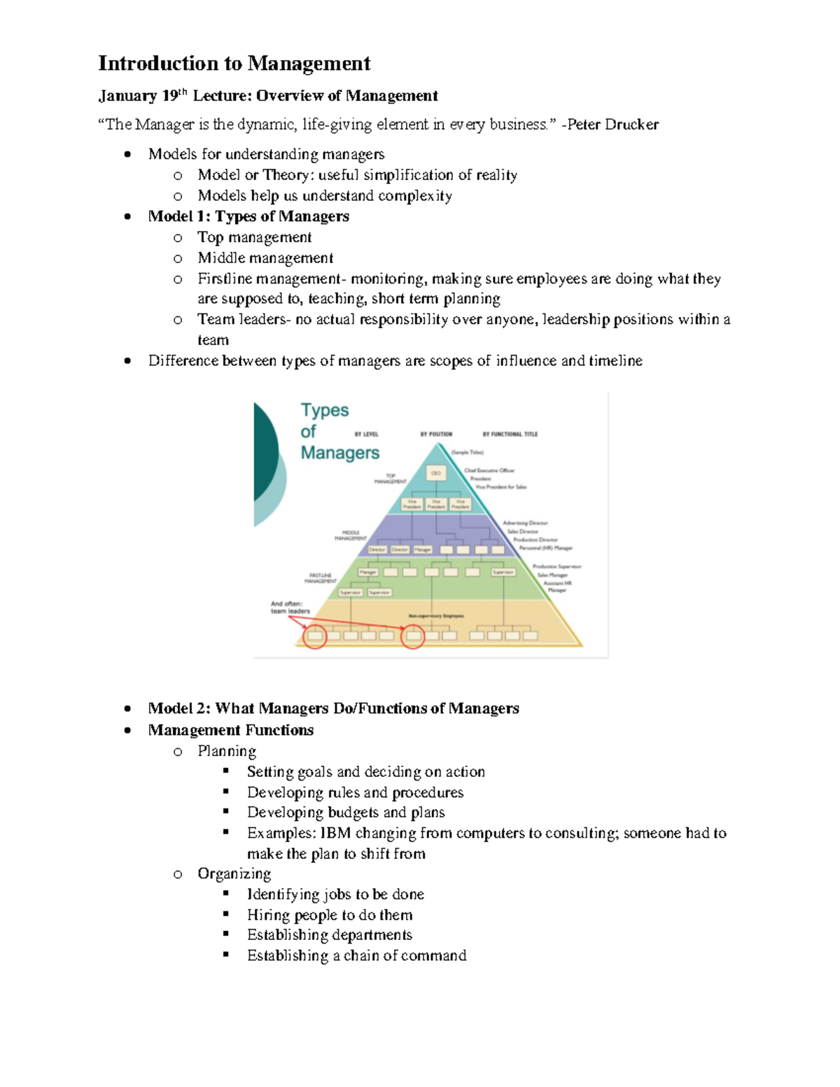 Management Notes - Prof. Livingston First Midterm - Introduction to ...
