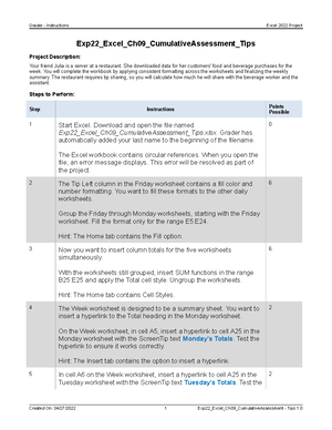 Exp22 Excel Ch05 Cumulative Assessment Travel Instructions - Grader - Instructions Excel 2022 ...