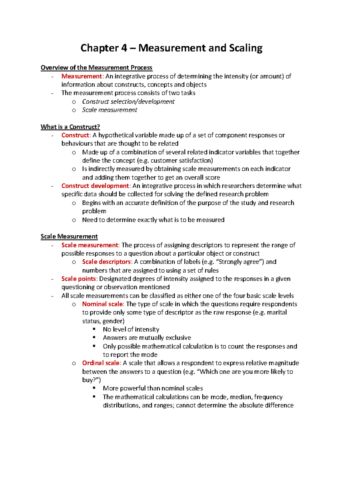 Measurementand Scaling - Chapter 4 – Measurement and Scaling Overview ...