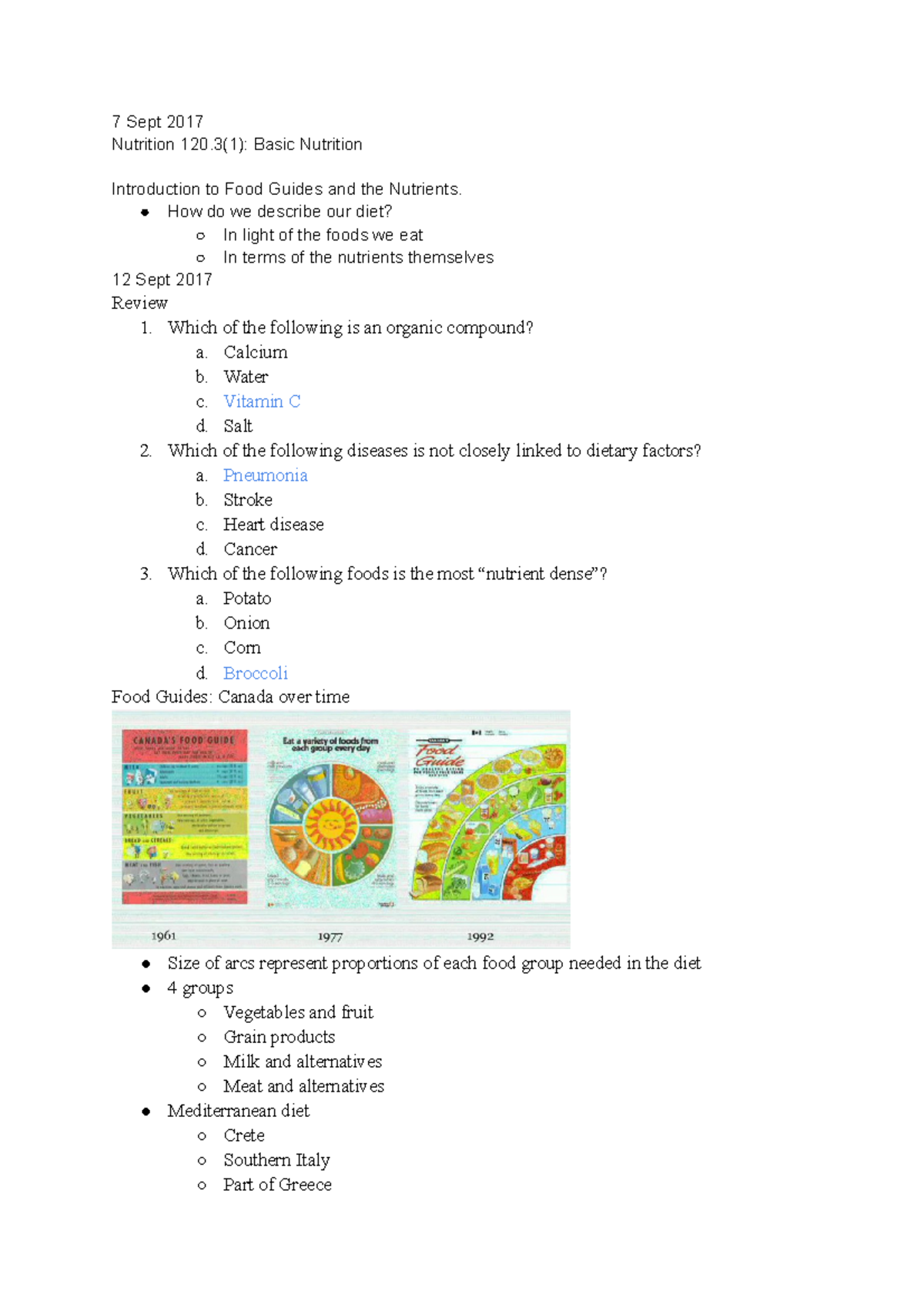 7-12 Sept 2017 - notes - 7 Sept 2017 Nutrition 120(1): Basic Nutrition ...