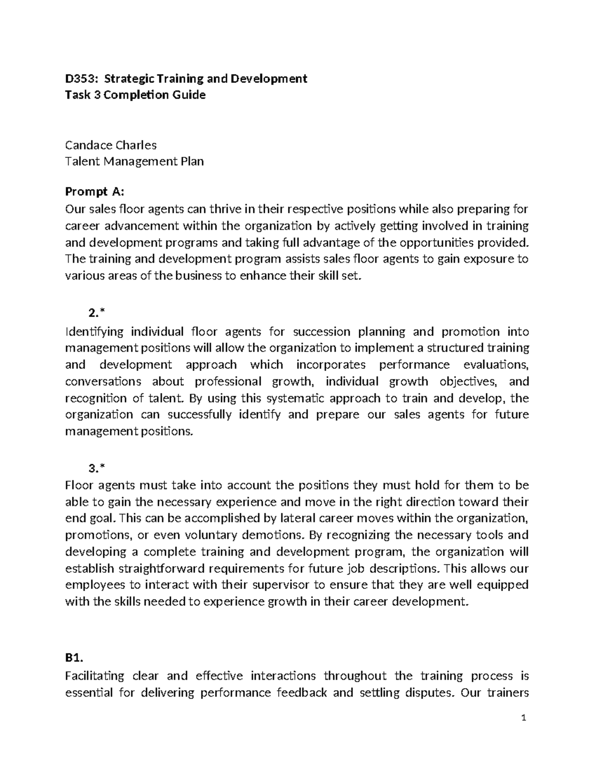 06-09-2024 - Candace Charles - Task 3 Guide - 1 D353: Strategic ...