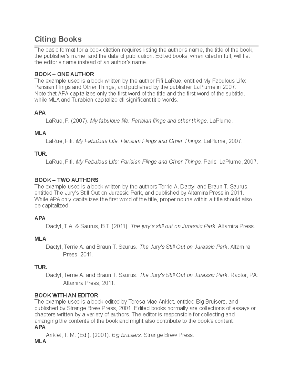 Full reference - about mla and apa citing sources - Citing Books The ...