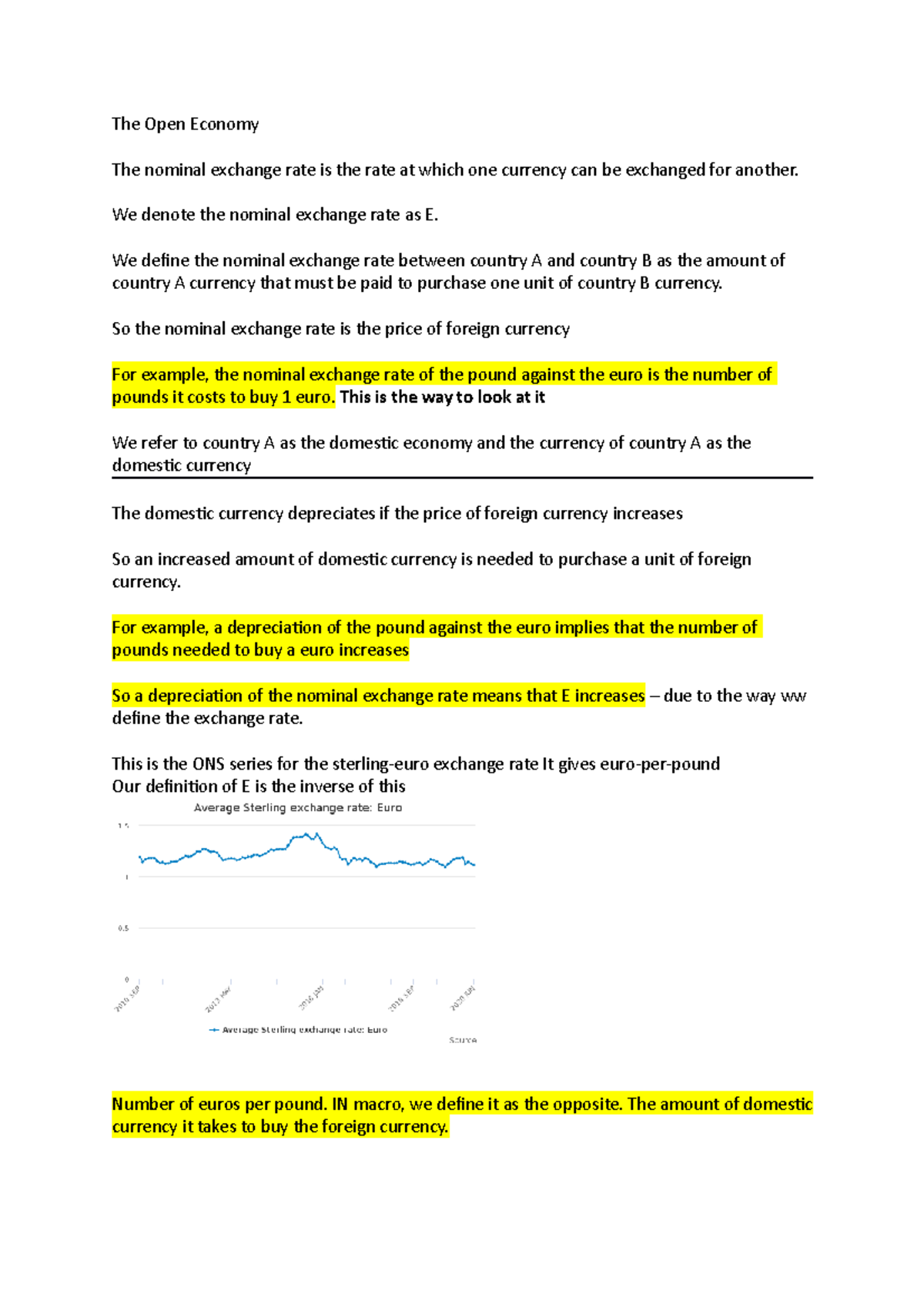 The Open Economy - We denote the nominal exchange rate as E. We define ...