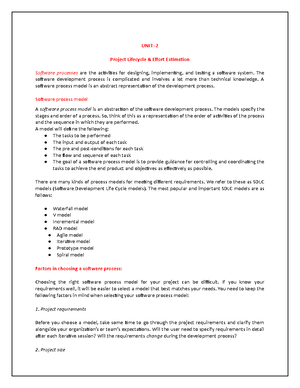 Spm unit 2 notes - Software Project Management - AKTU - Studocu