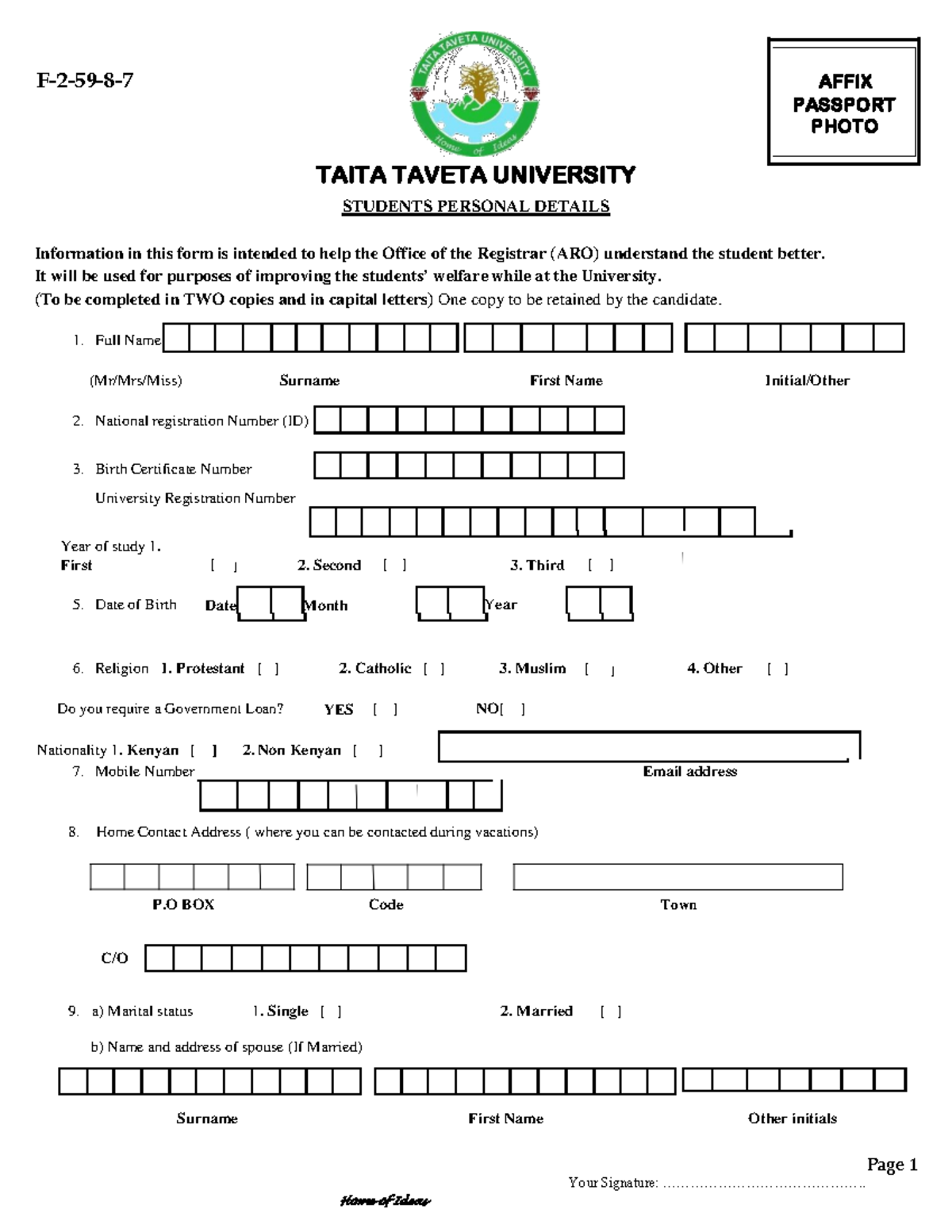 Students Personal Details - F-2-59-8- TAITA TAVETA UNIVERSITY STUDENTS ...