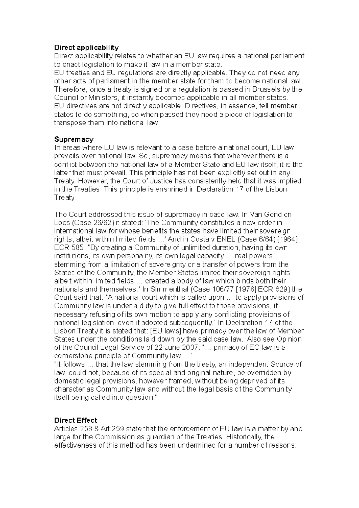 Direct Applicability Supremacy And Direct Effect 2 Direct Applicability Direct Applicability