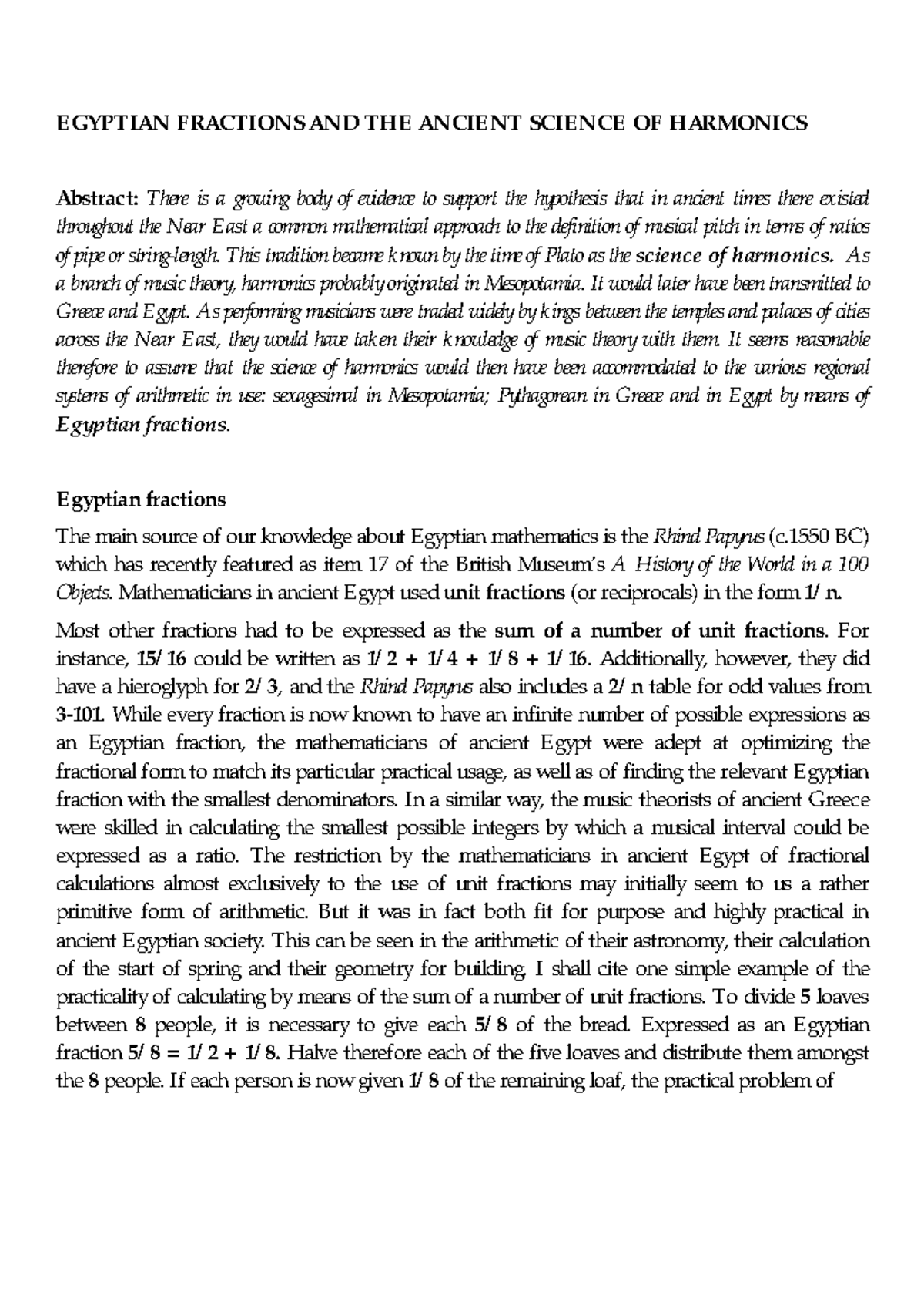 Egyptian fractions and the ancient scien - EGYPTIAN FRACTIONS AND THE ...
