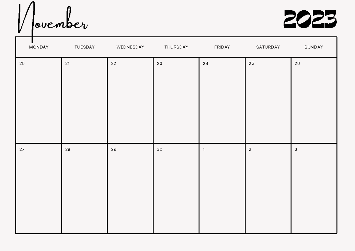 Calendar - Prfvhujn - Architectural Reviewers - November 2023 MONDAY ...