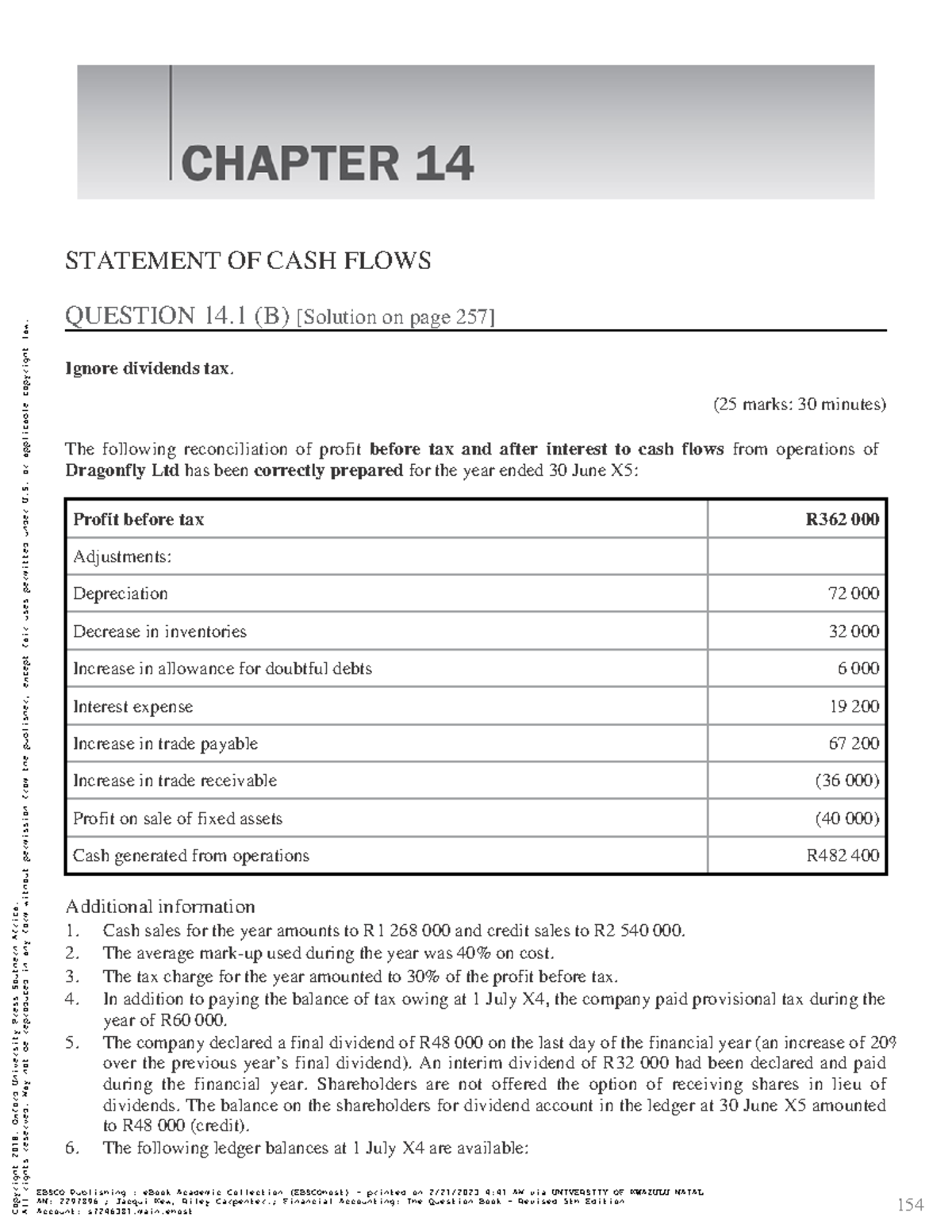 Statement Of Cash Flow Questions - 154 6. 5. 4. 3. 2. 1. STATEMENT OF ...