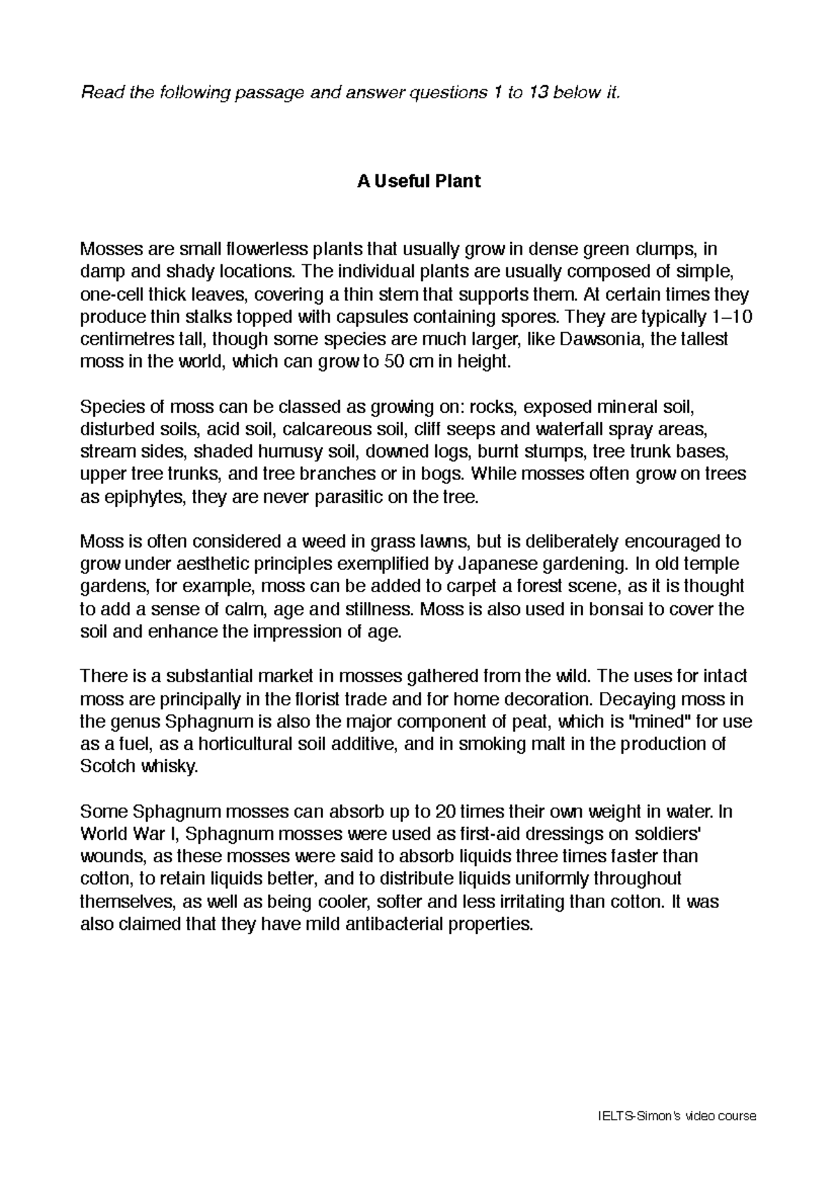 Gap-fill reading practice worksheet part 1 simon ietls - Read the ...