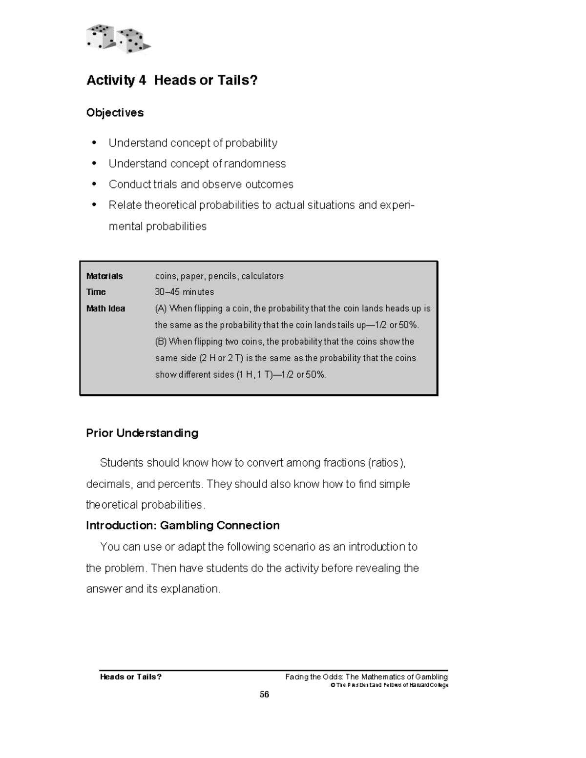 Activity 4 - Denmark Tabasan - Heads or Tails? Facing the Odds: The ...