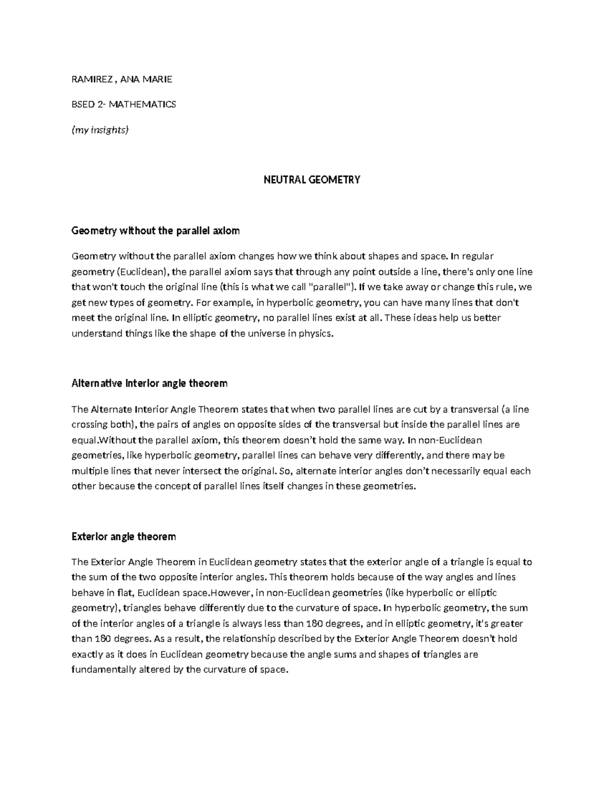 Modern Geometry - helpfull - RAMIREZ , ANA MARIE BSED 2- MATHEMATICS ...