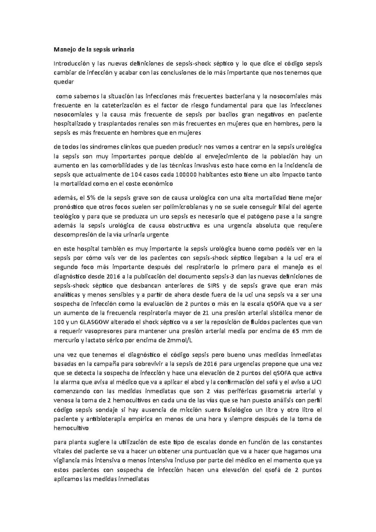 Manejo de la sepsis urinaria - Manejo de la sepsis urinaria ...