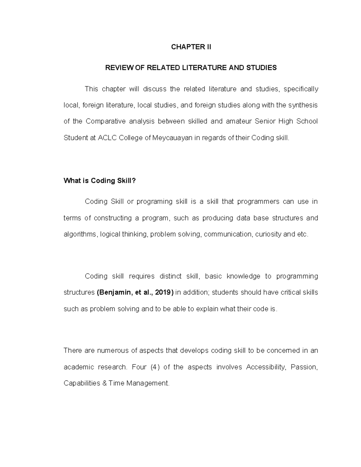 RRL FOR COMPARATIVE ANALYSIS FOR ACLC STUDENTS - CHAPTER II REVIEW OF ...