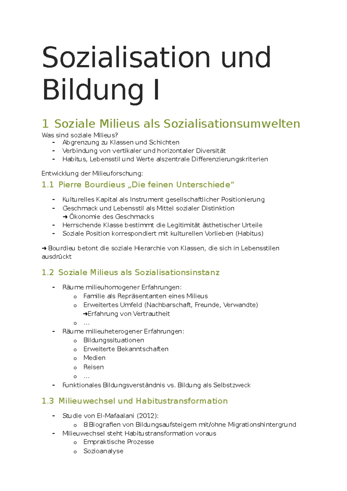 Sozialisation und Bildung I Zusammenfassung - Sozialisation und Bildung ...