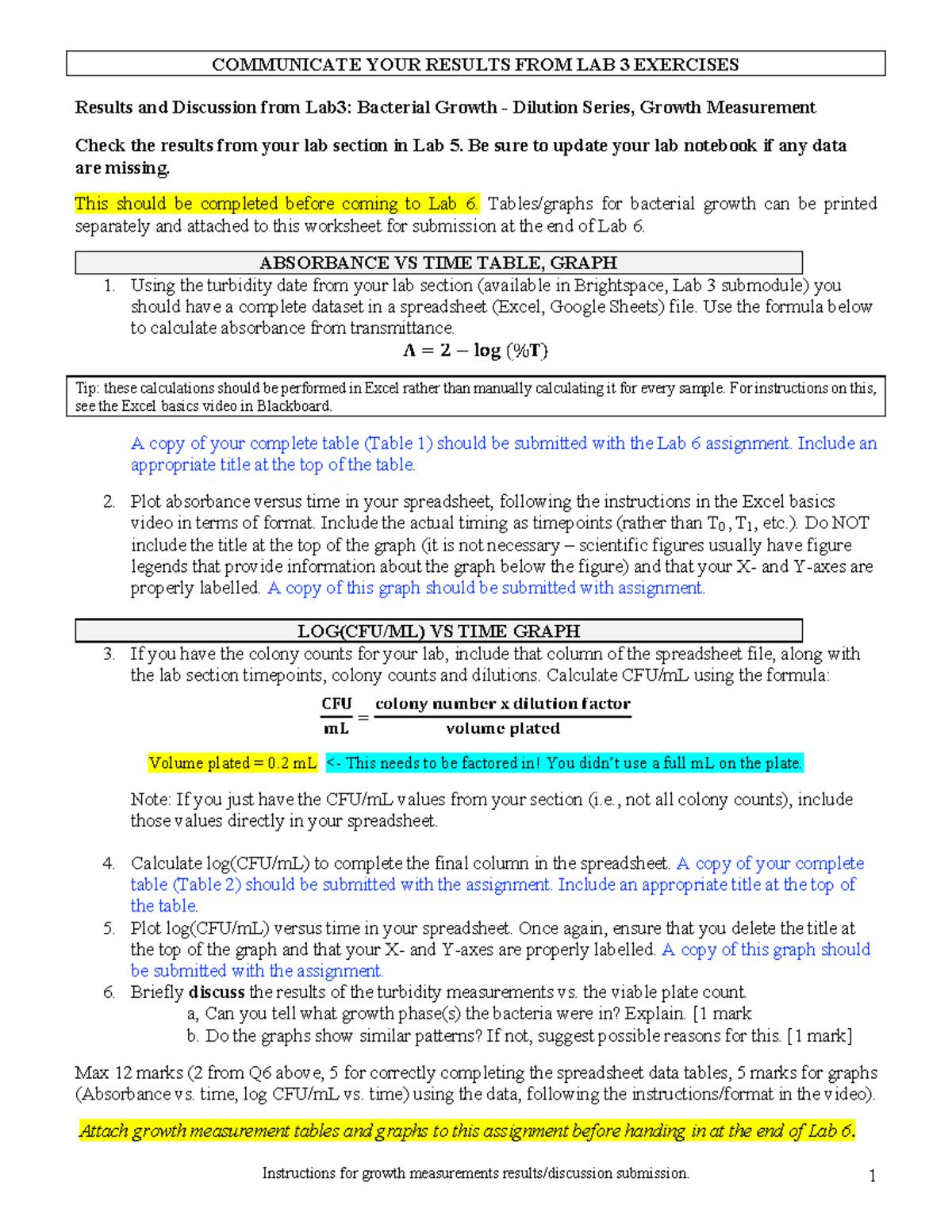 Growth measurements results instructions - COMMUNICATE YOUR RESULTS ...