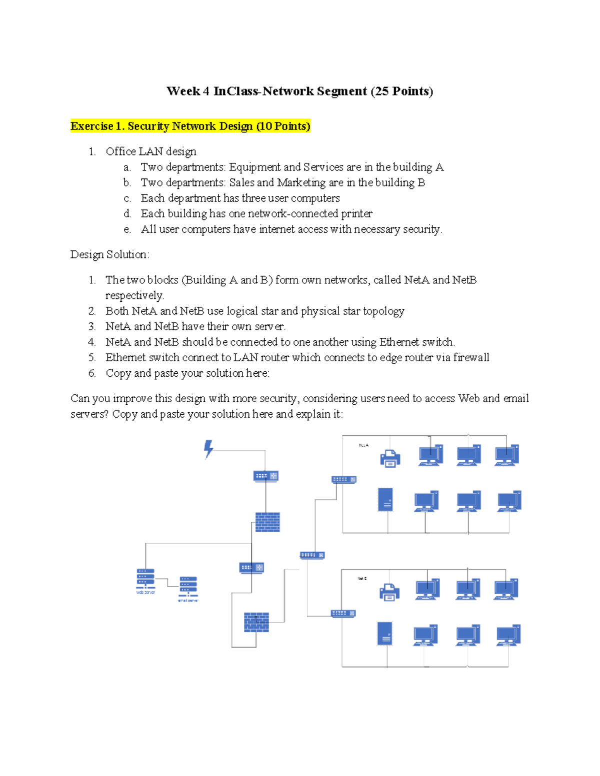 Week 4-In Class-Network Segment - Security Network Design (10 Points) 1 ...