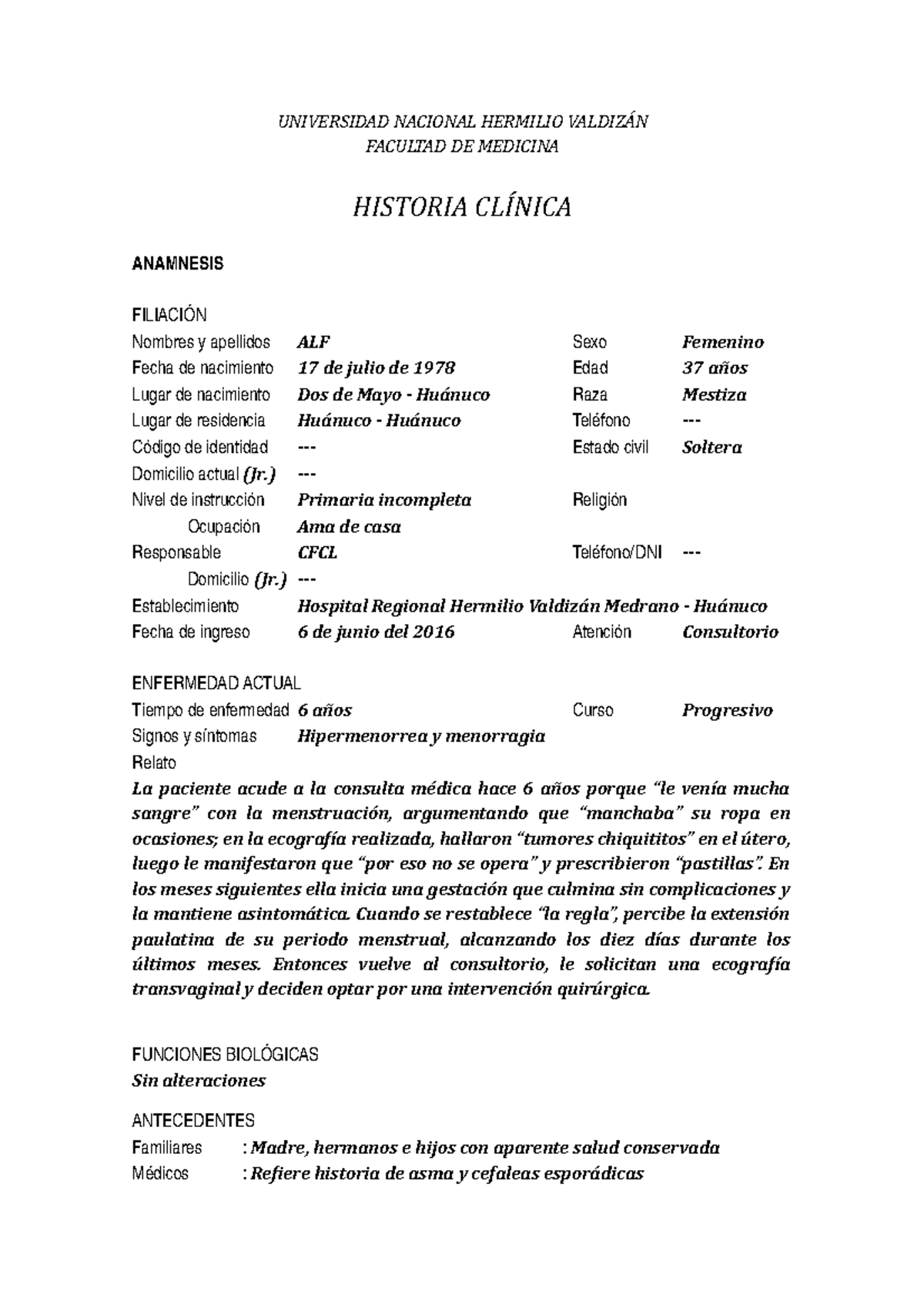 315916284-Historia-Clinica ginecologica por hipermenorrea y menorragia ...