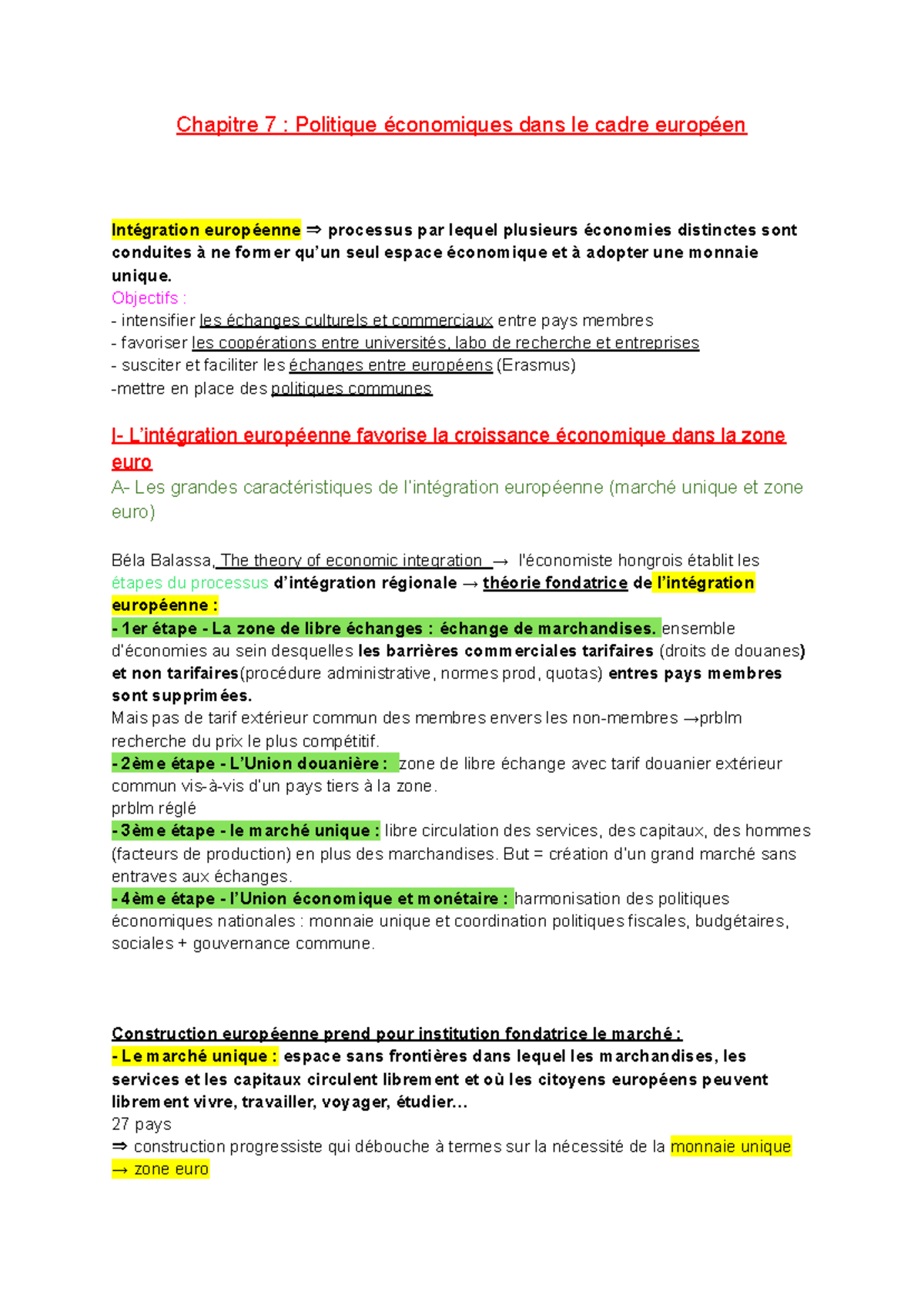 Chapitre 7 SES Europe - Fiche - Chapitre 7 : Politique économiques dans ...