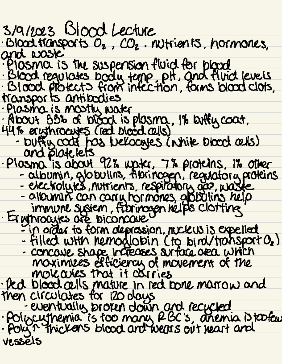 Cell 220 Blood Lecture - 319/2023 Blood Lecture ·Blood transports On ...