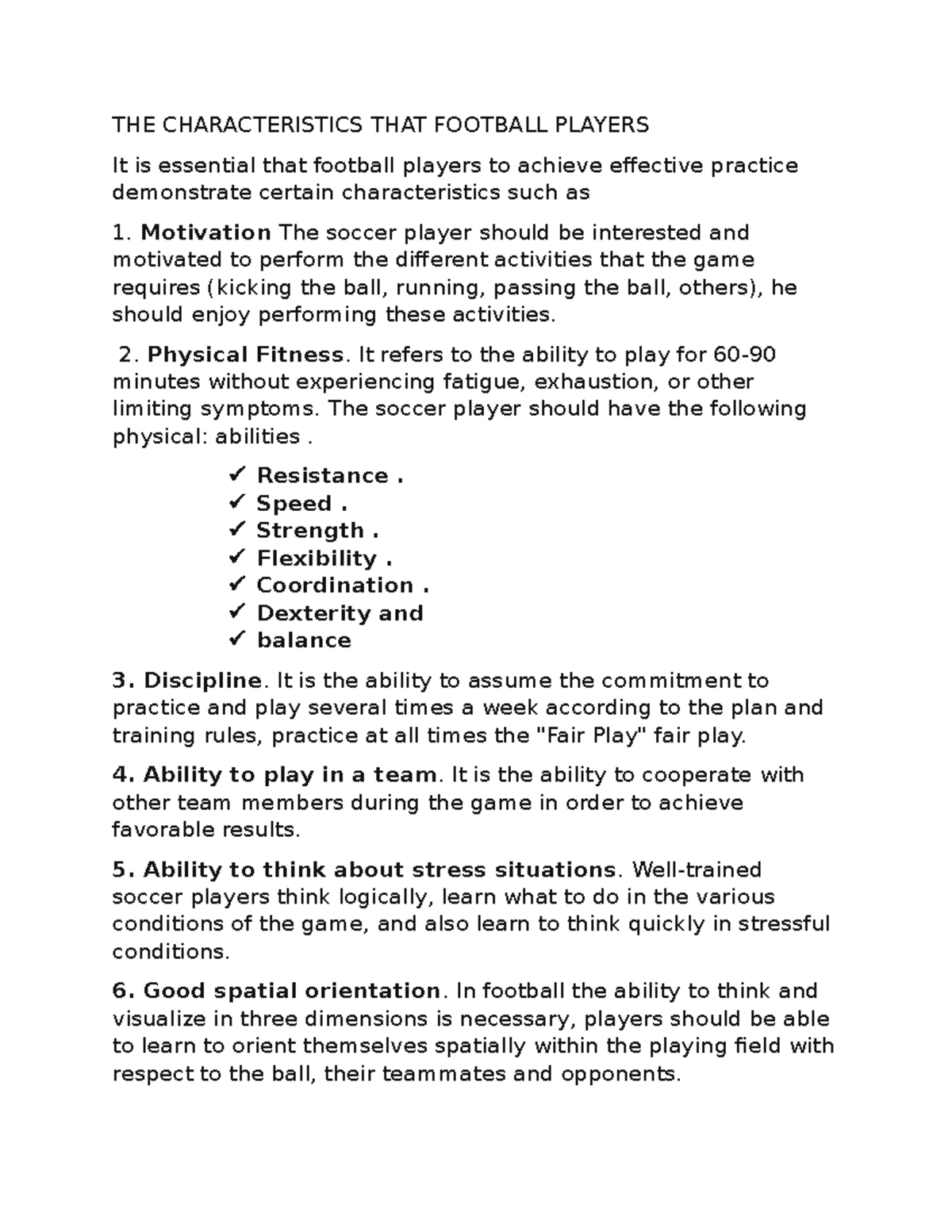 THE Characteristics THAT Football Players - THE CHARACTERISTICS THAT ...