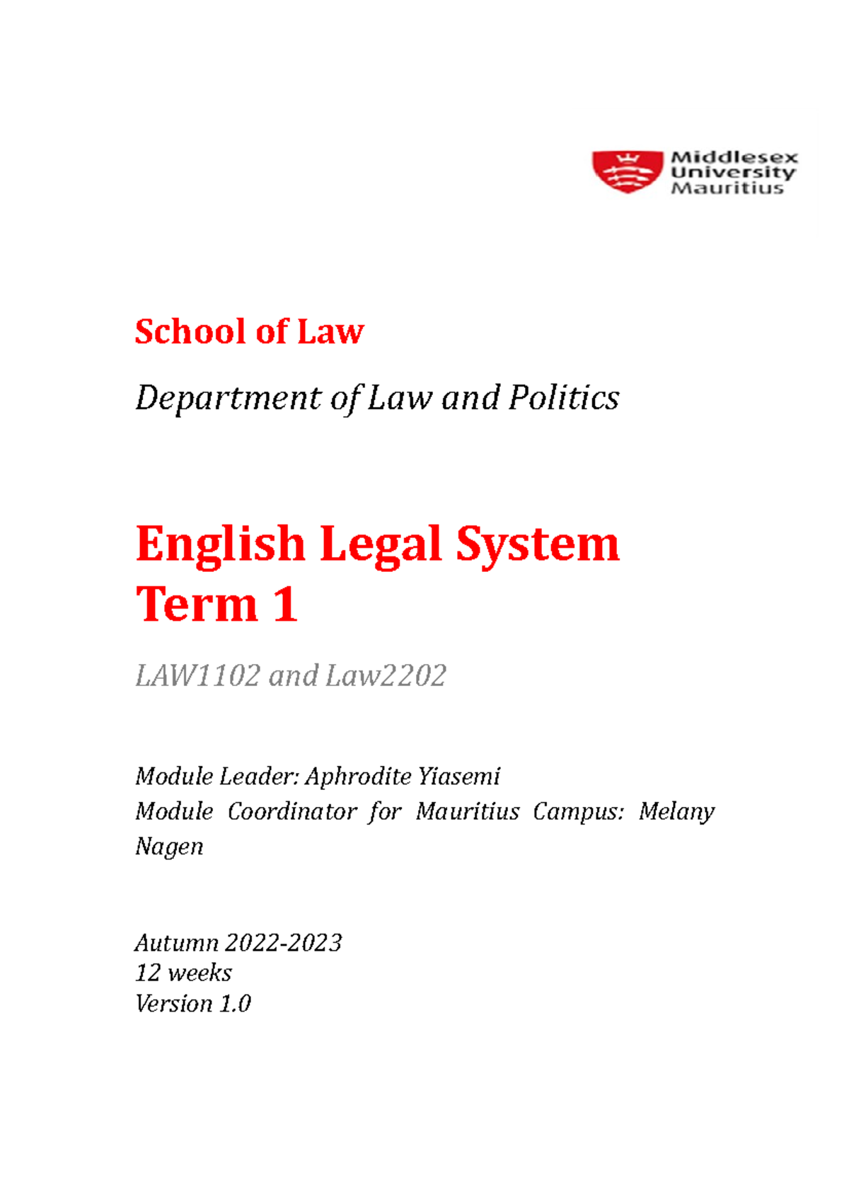 LAW1102 ELS Handbook 2022-23 term 1 V 1.2 for 2023. (Repaired) - School ...