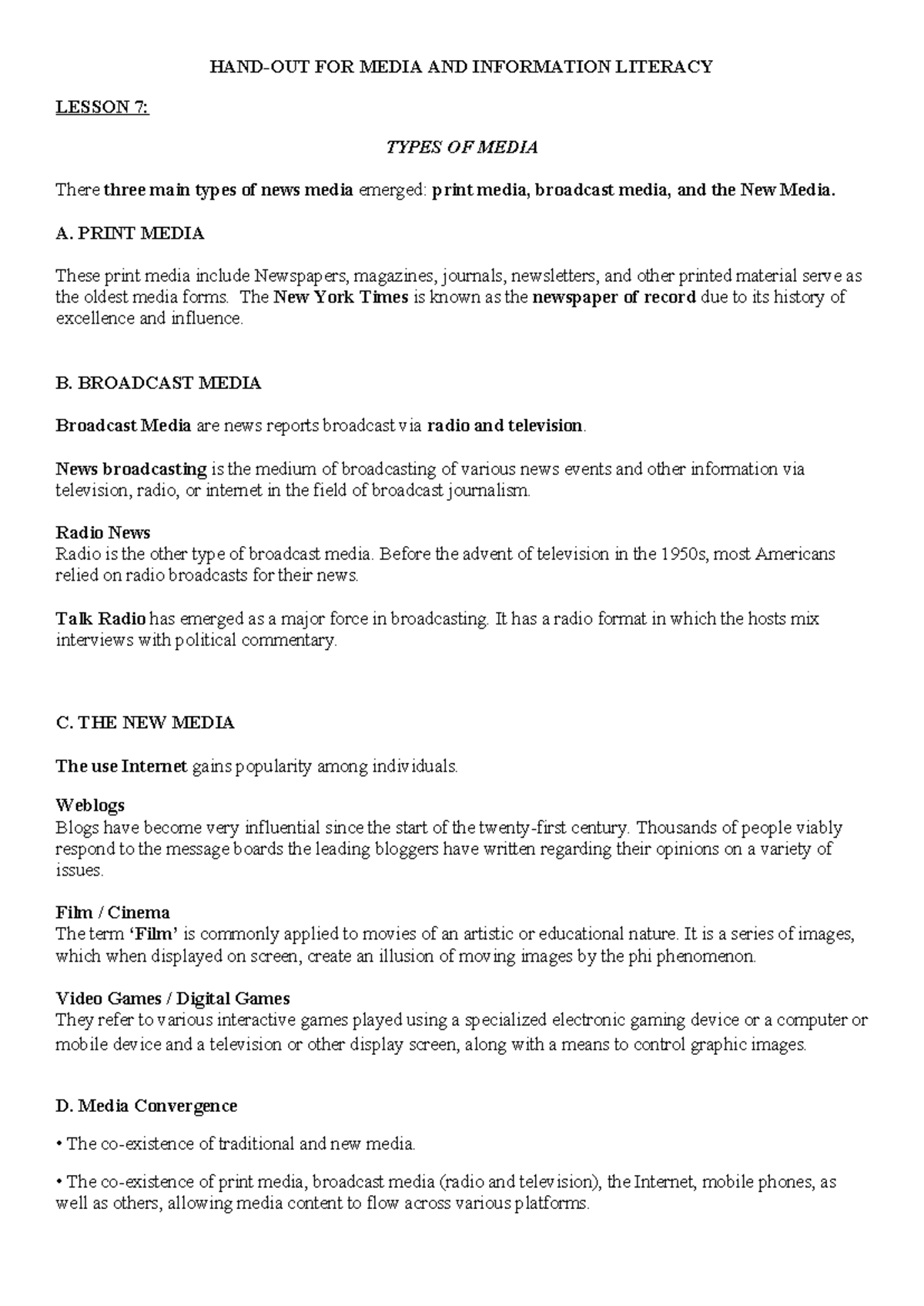 Handout 7 AND 8 - bzbj - HAND-OUT FOR MEDIA AND INFORMATION LITERACY ...