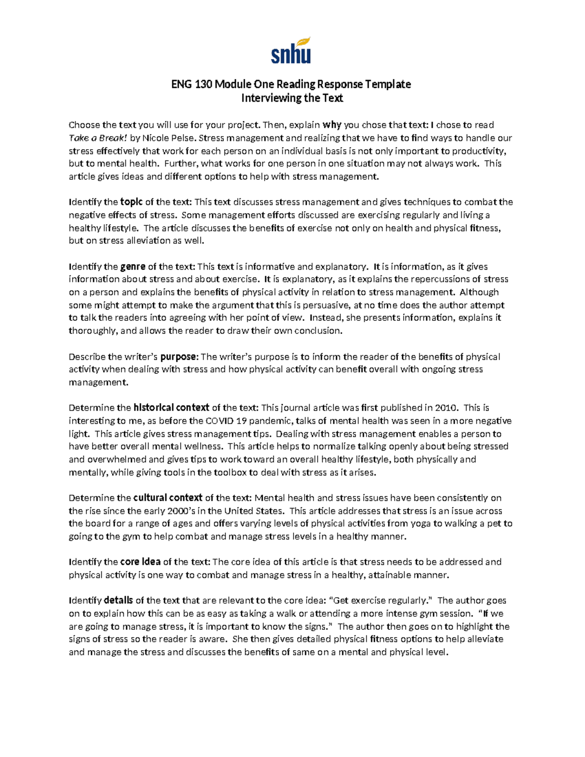 ENG 130 Module One Reading Response Template - ENG 130 Module One ...