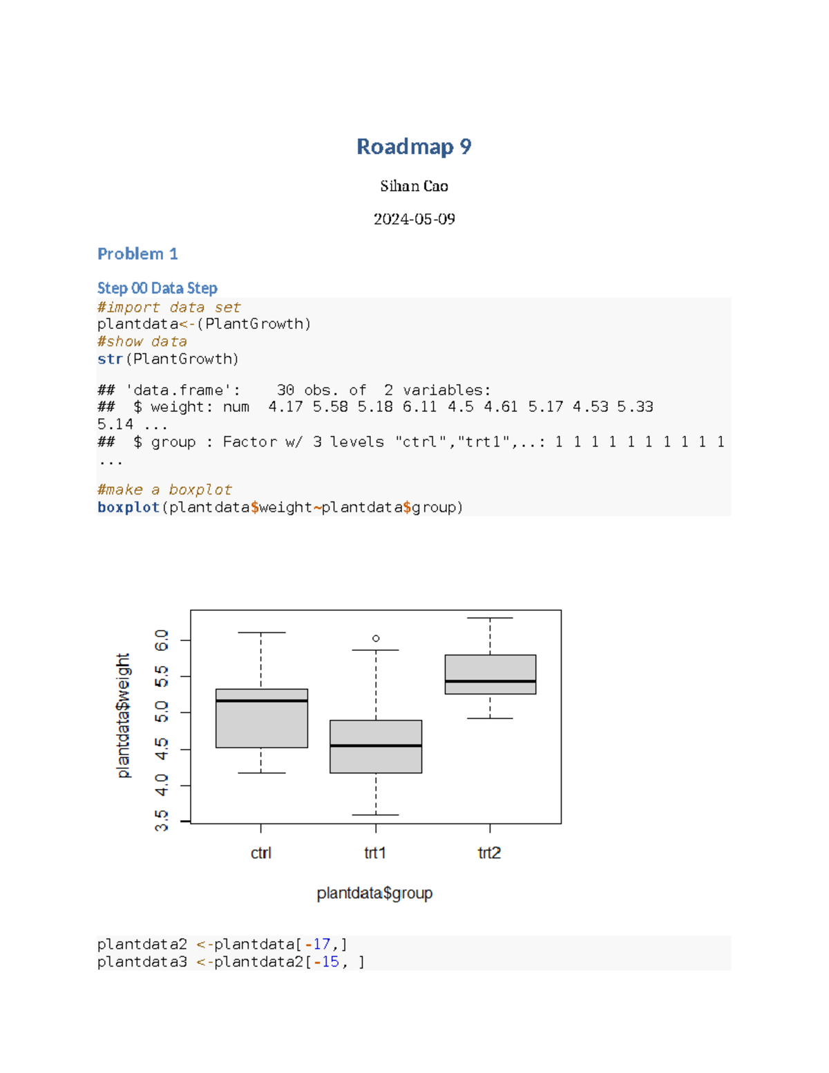 weekly roadmap 9 assignment - Roadmap 9 Sihan Cao 2024-05- Problem 1 ...
