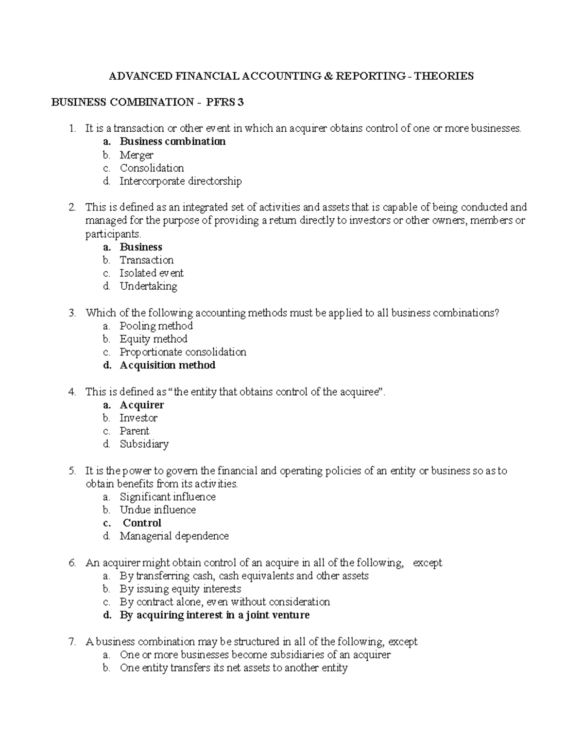 Advanced Accounting Theories Test Bank 2019 - ADVANCED FINANCIAL ...