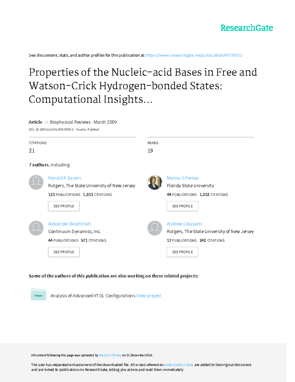 Properties Of The Nucleic Acid Bases In See Discussions Stats And Author Profiles For This