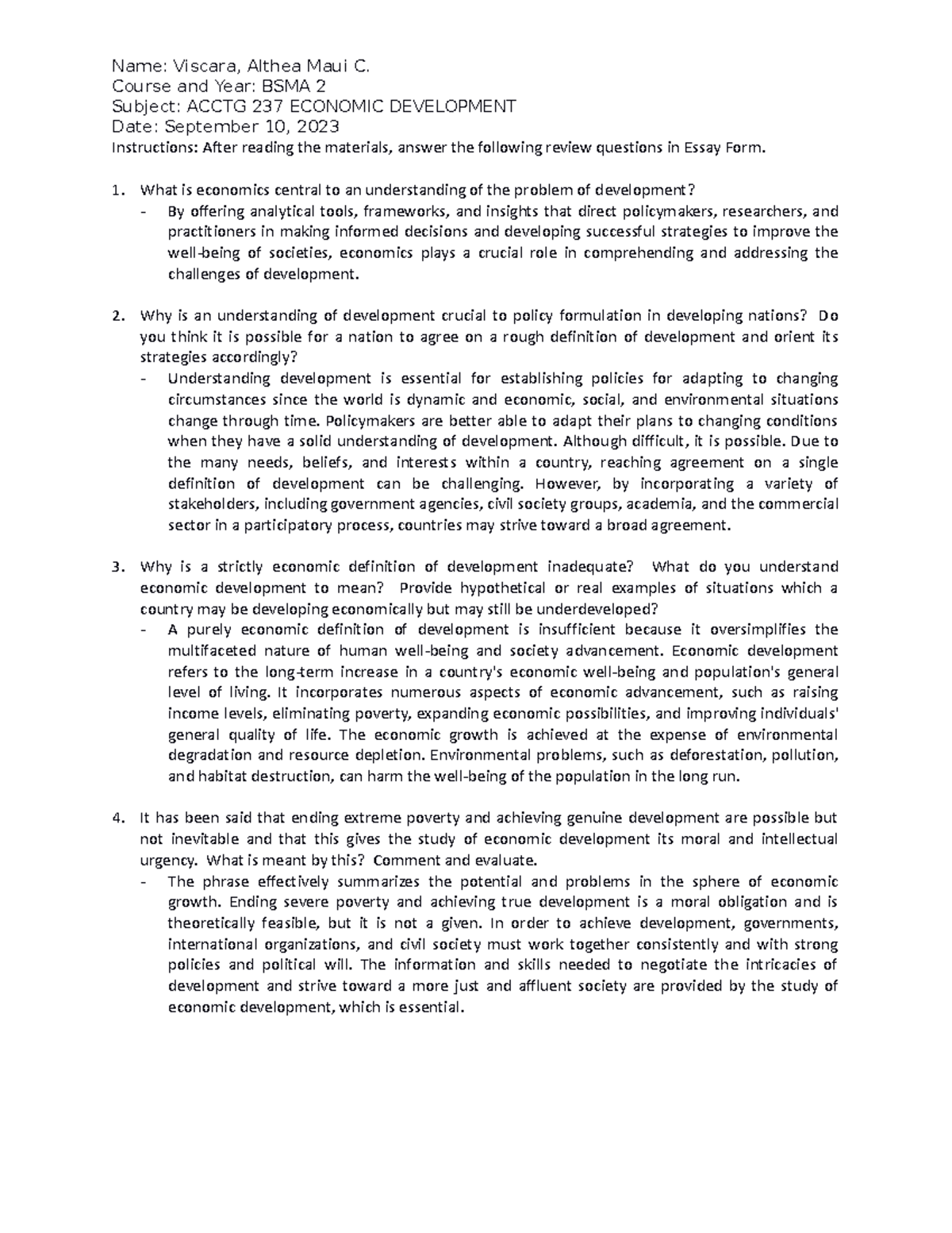 Assignment Acctg 237 - Name: Viscara, Althea Maui C. Course and Year ...