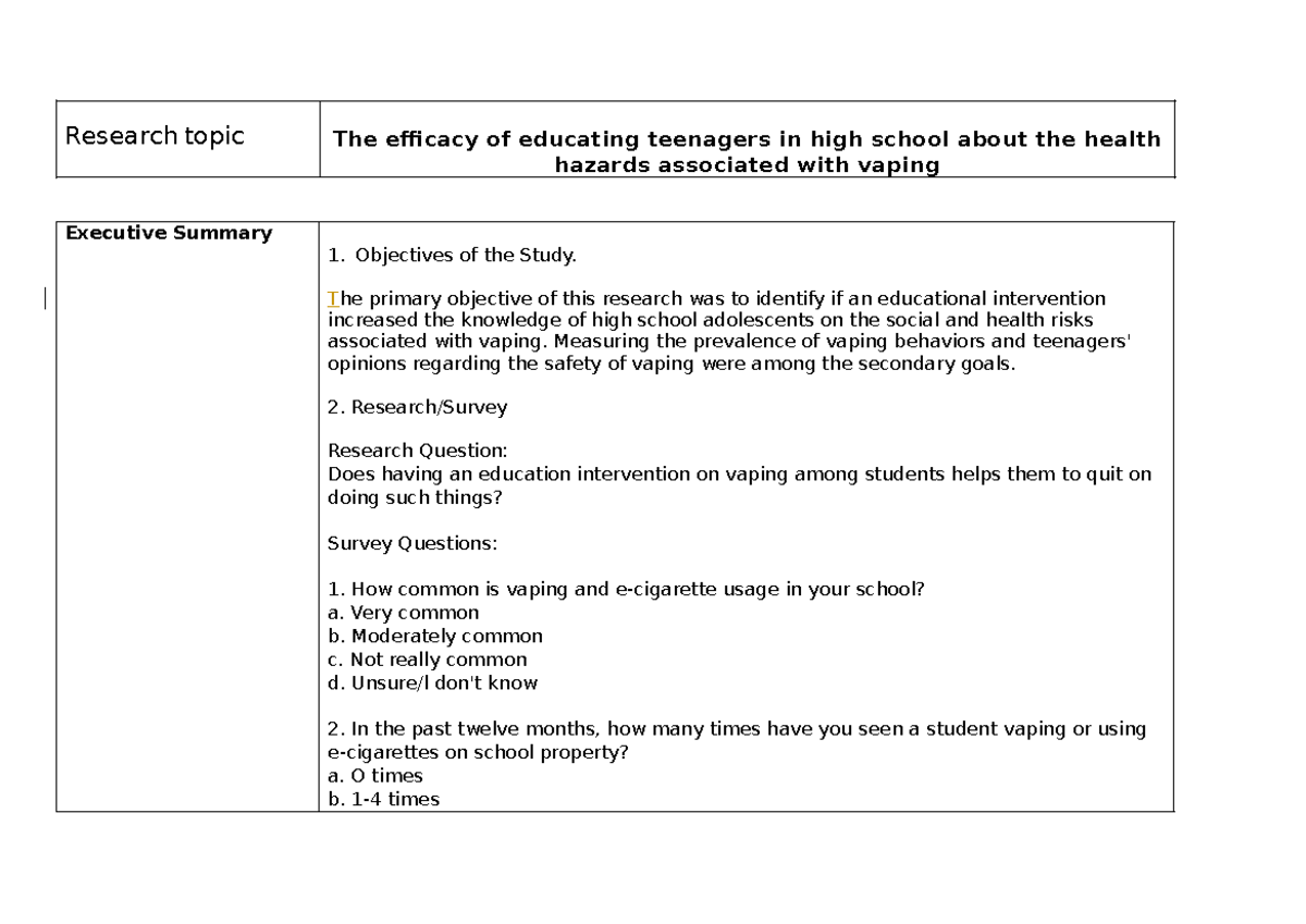 Triad Research Paper Format - Research topic The efficacy of educating ...