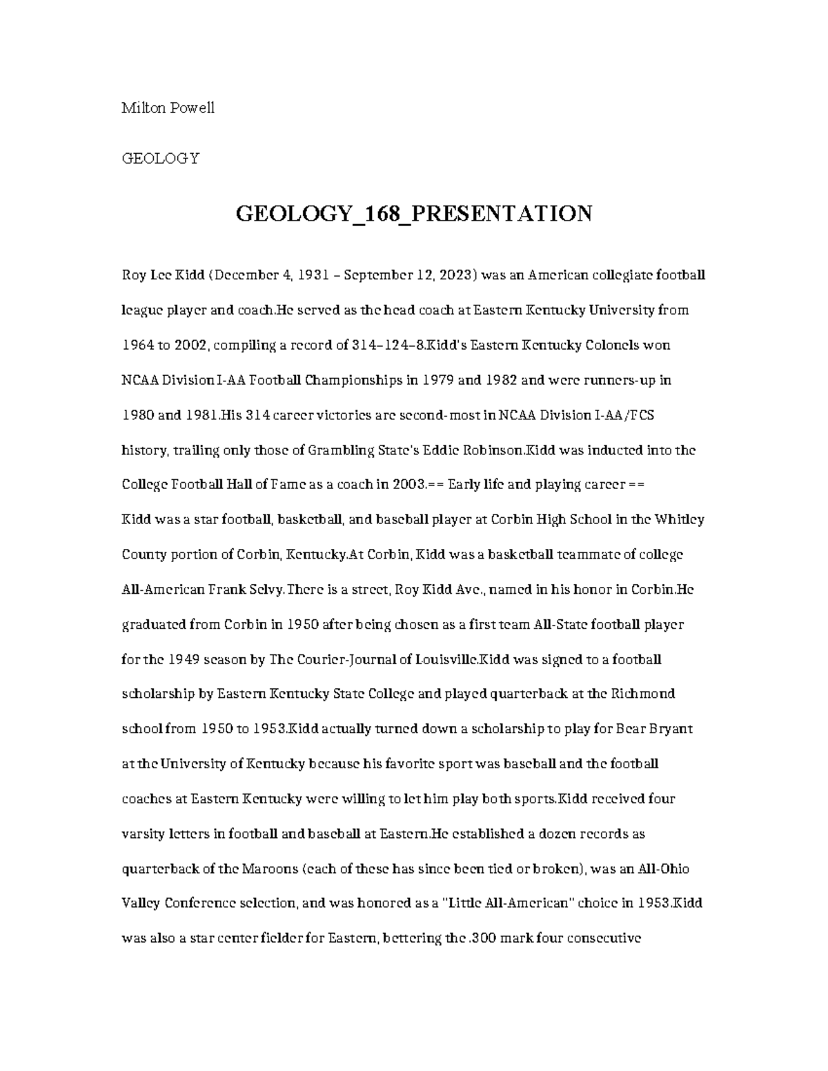 Geology 168 Presentation - Milton Powell GEOLOGY GEOLOGY_168 ...