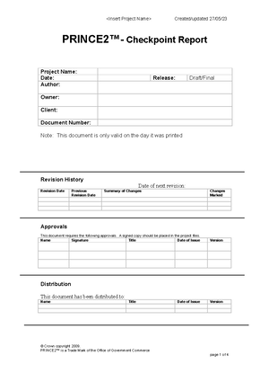 Project+Briefdoc - Created/updated 27/05/ PRINCE2™- Project Brief - Studocu