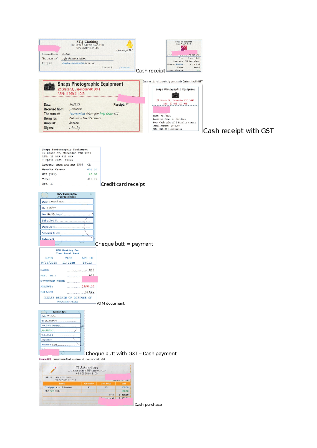 Cash Receipt Documentation (GST Included) - Cash receipt Cash receipt ...