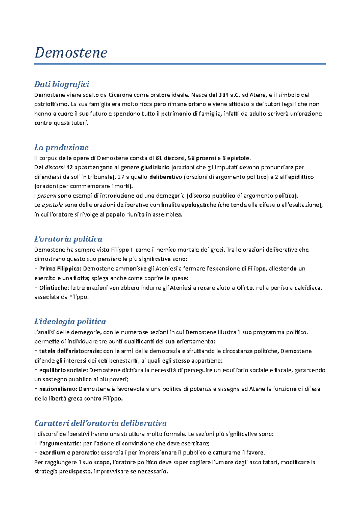 Demostene - Demostene Dati biografici Demostene viene scelto da ...