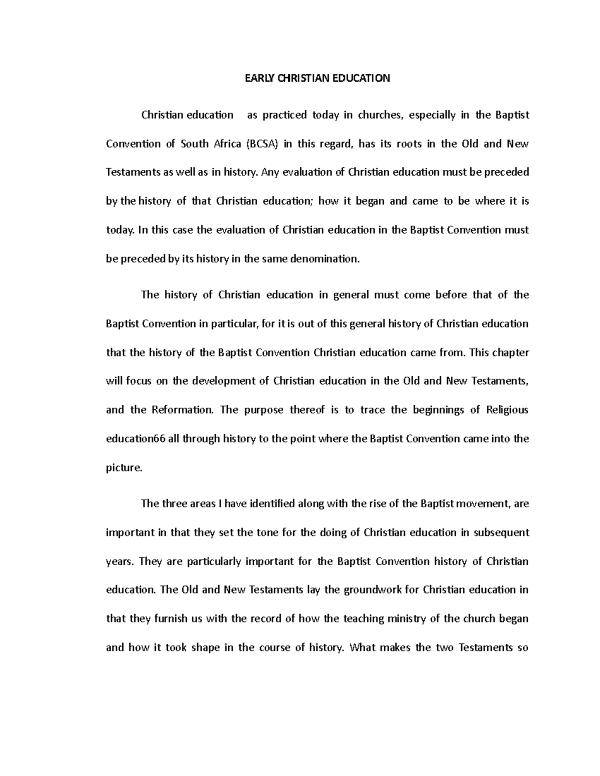 Early Christian Education - Philosophy Of Curriculum - University of ...