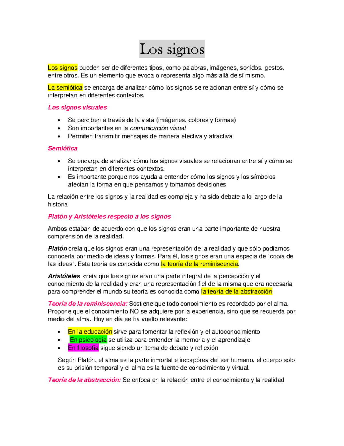 Los signos - ...... - Los signos Los signos pueden ser de diferentes ...