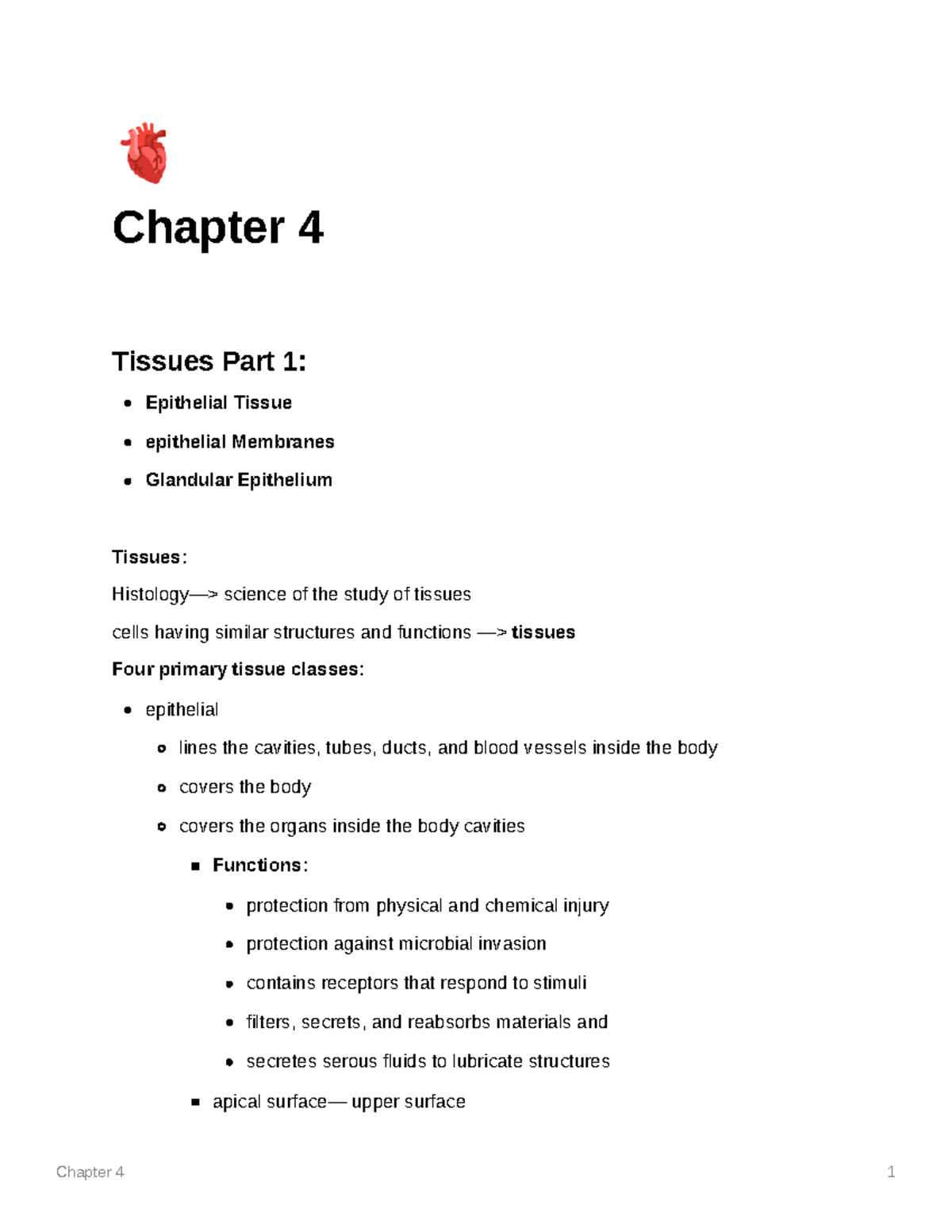 Chapter 4 - different tissues - h Chapter 4 Tissues Part 1: Epithelial ...