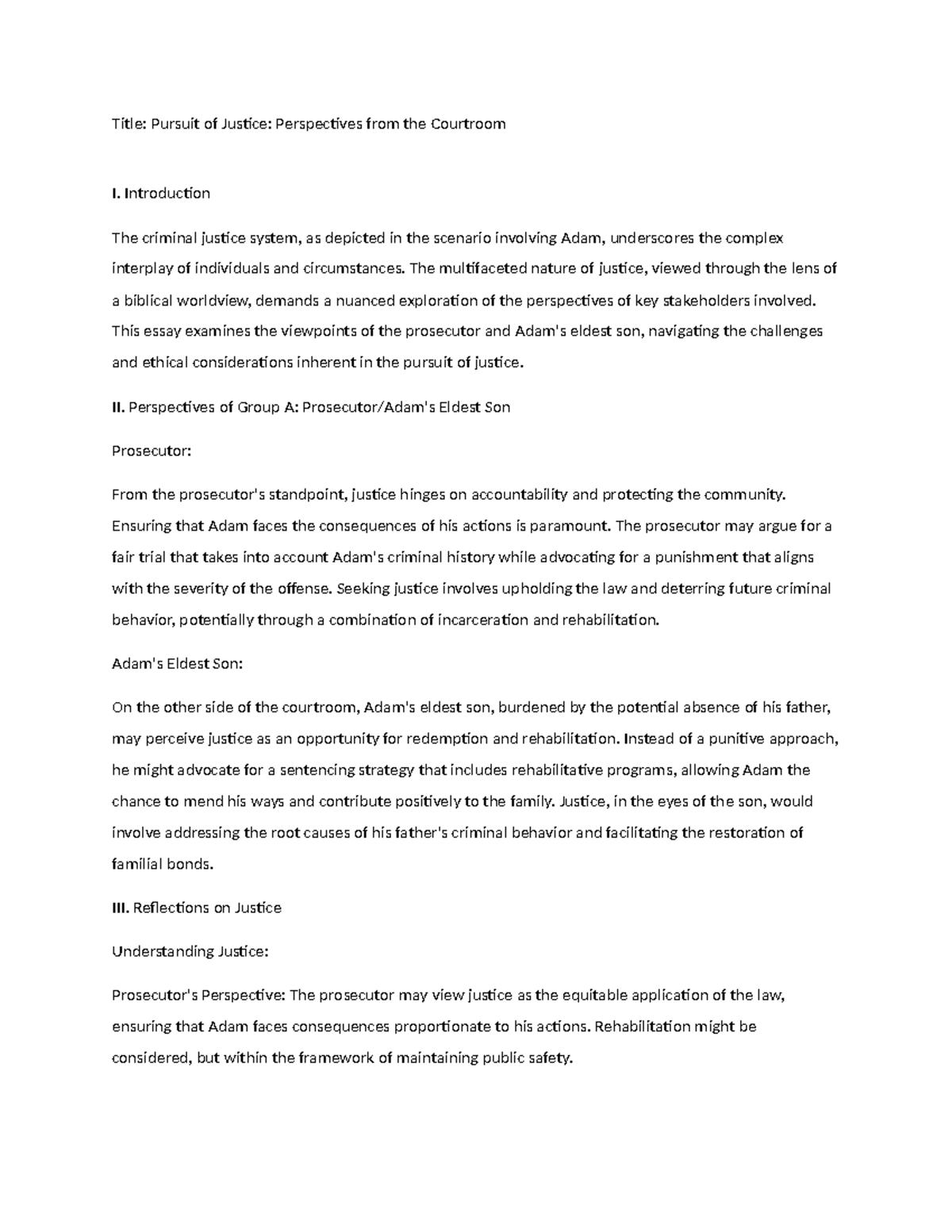 Application Essay 20231127 - Title: Pursuit of Justice: Perspectives ...