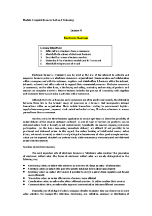 Lesson 1 Introduction to Applied Business Tools and Technology - Supply ...