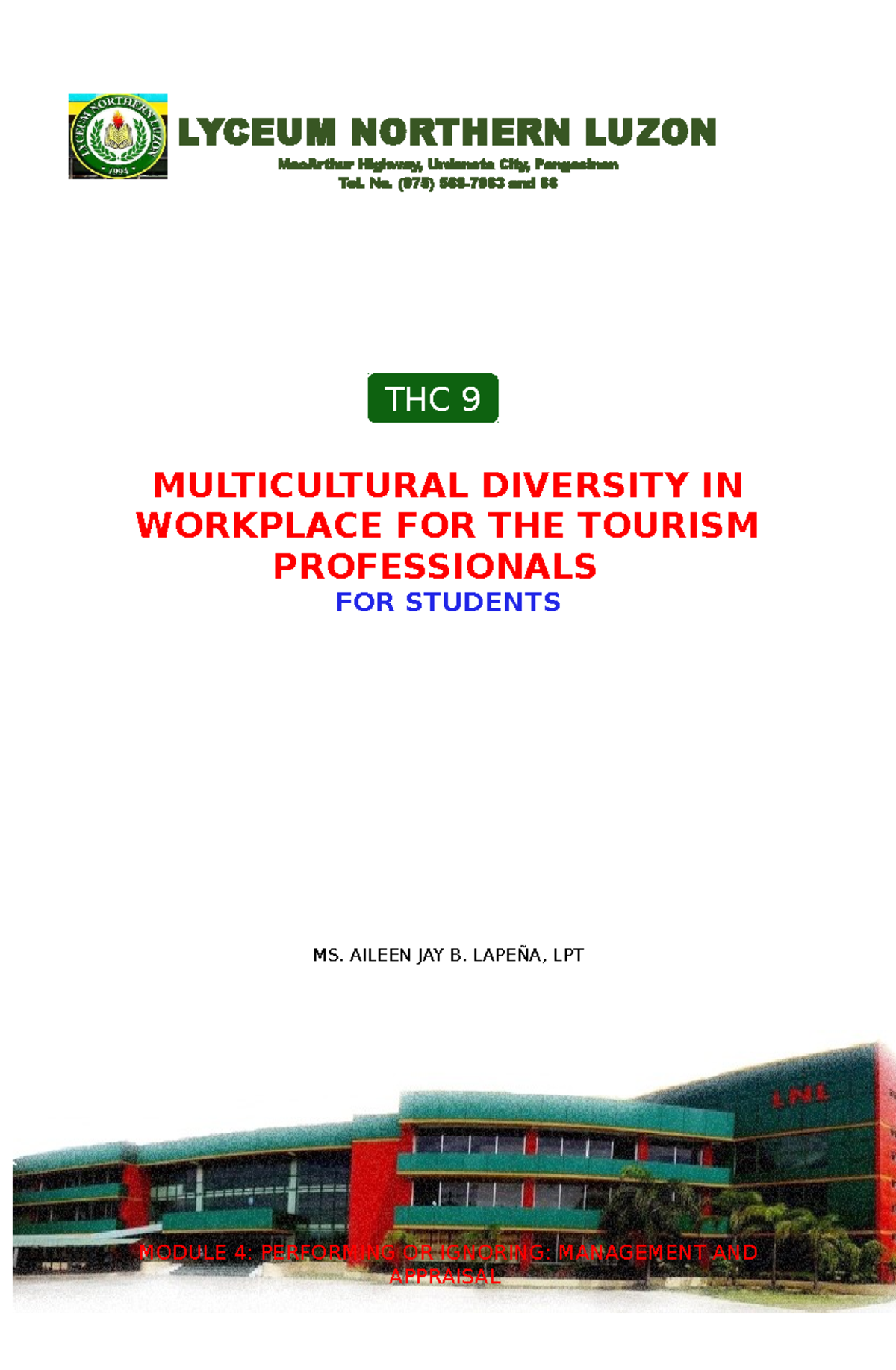 Module 4 THC 9 Multicultural Diversity IN Workplace 2021 2022paduajovith - LYCEUM NORTHERN LUZON ...